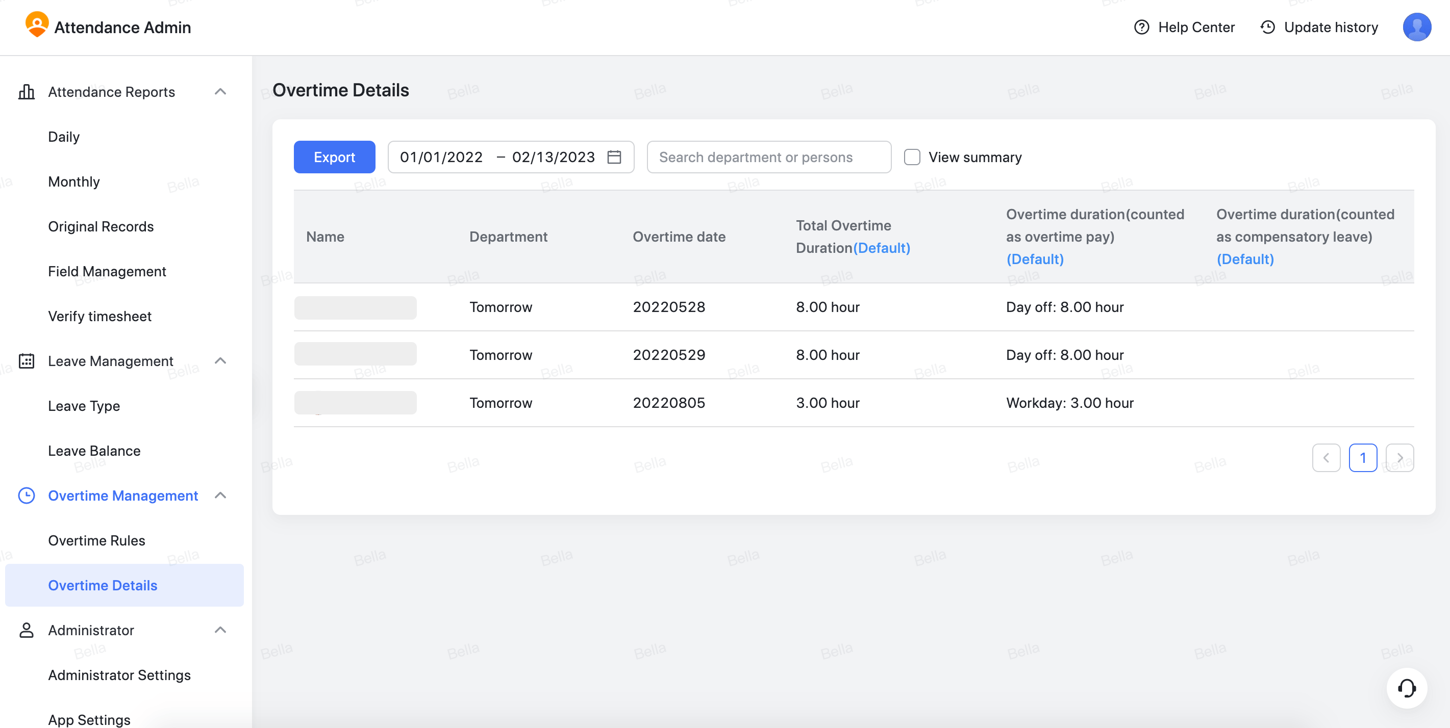 Admin | Configure and manage employee overtime