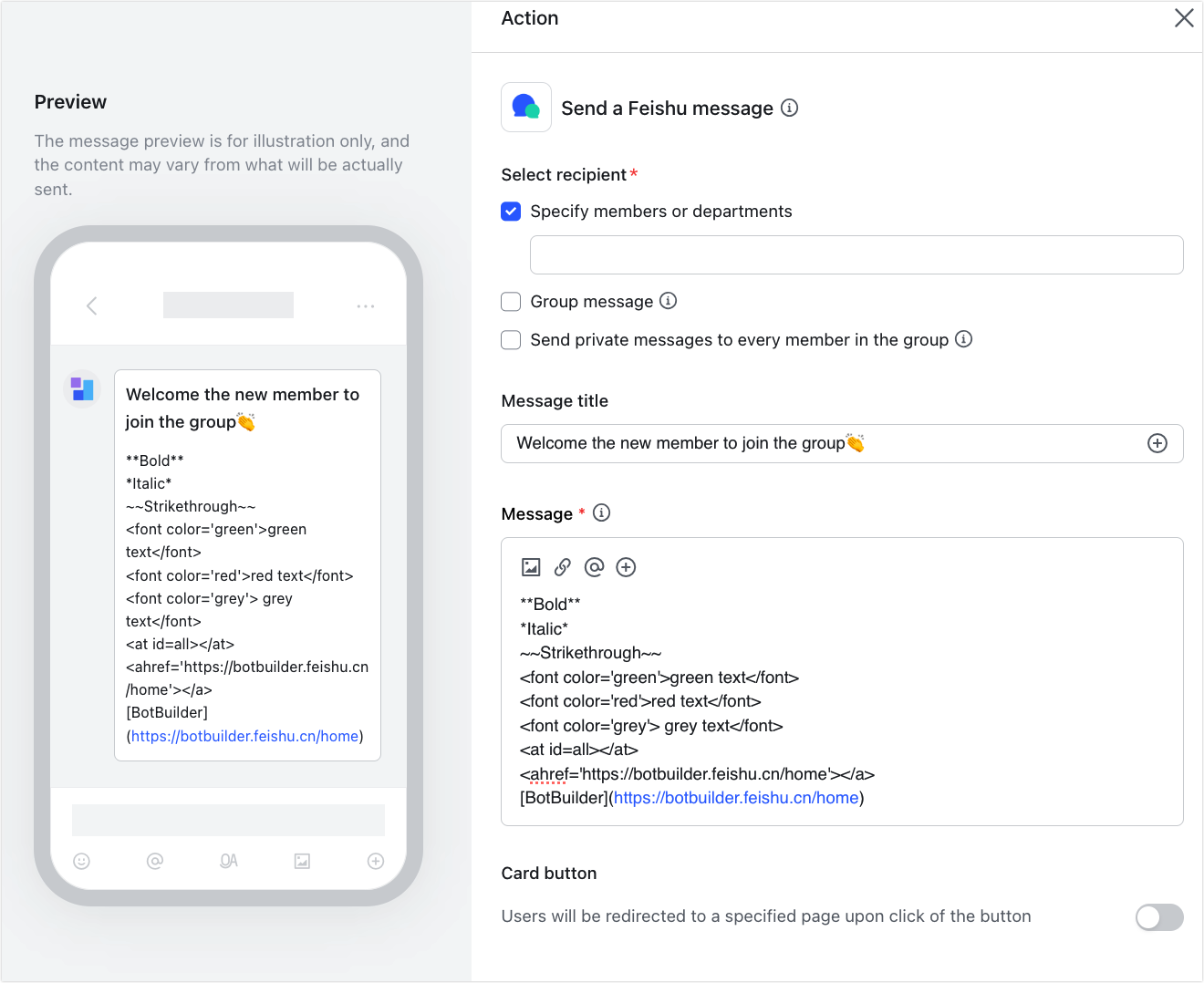 Use Markdown in messages