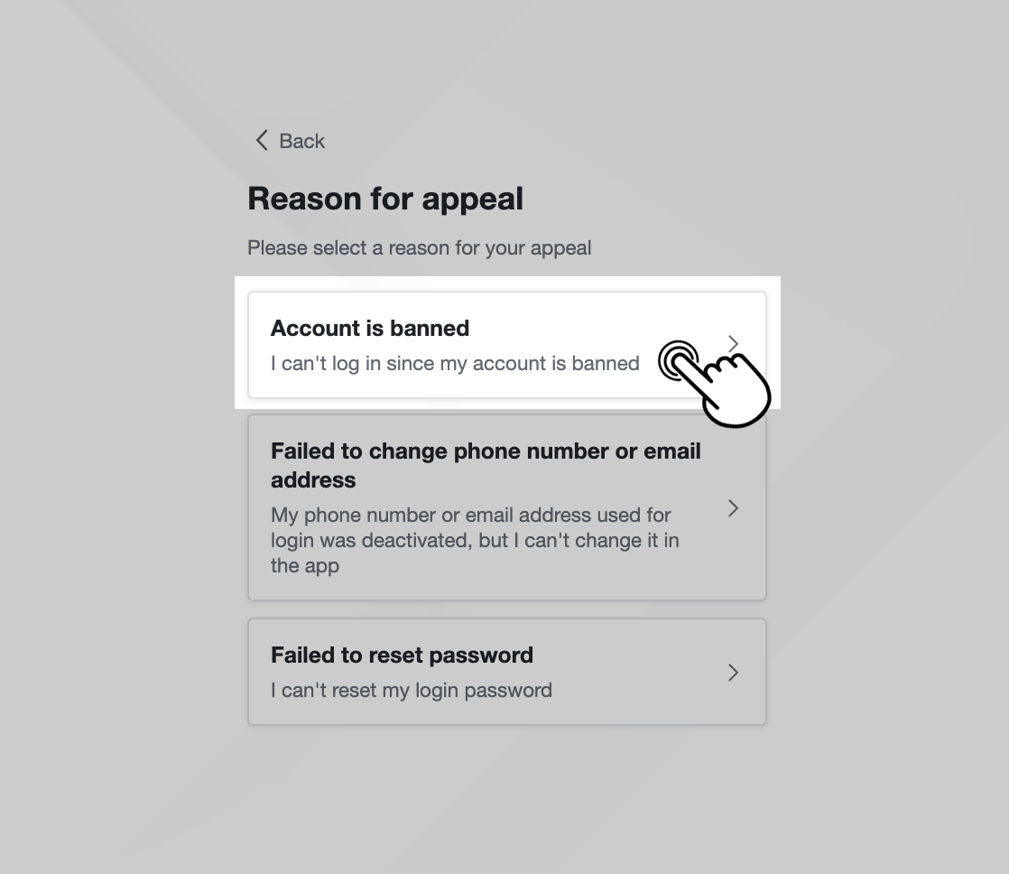 Submit an account appeal