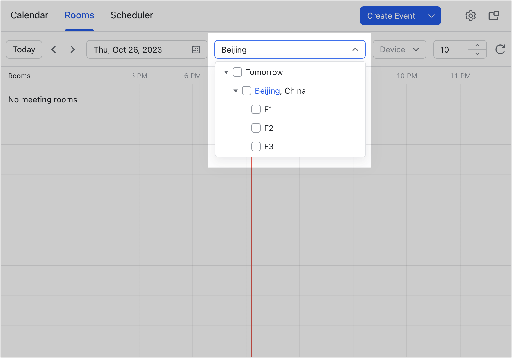 Reserve meeting rooms from Calendar
