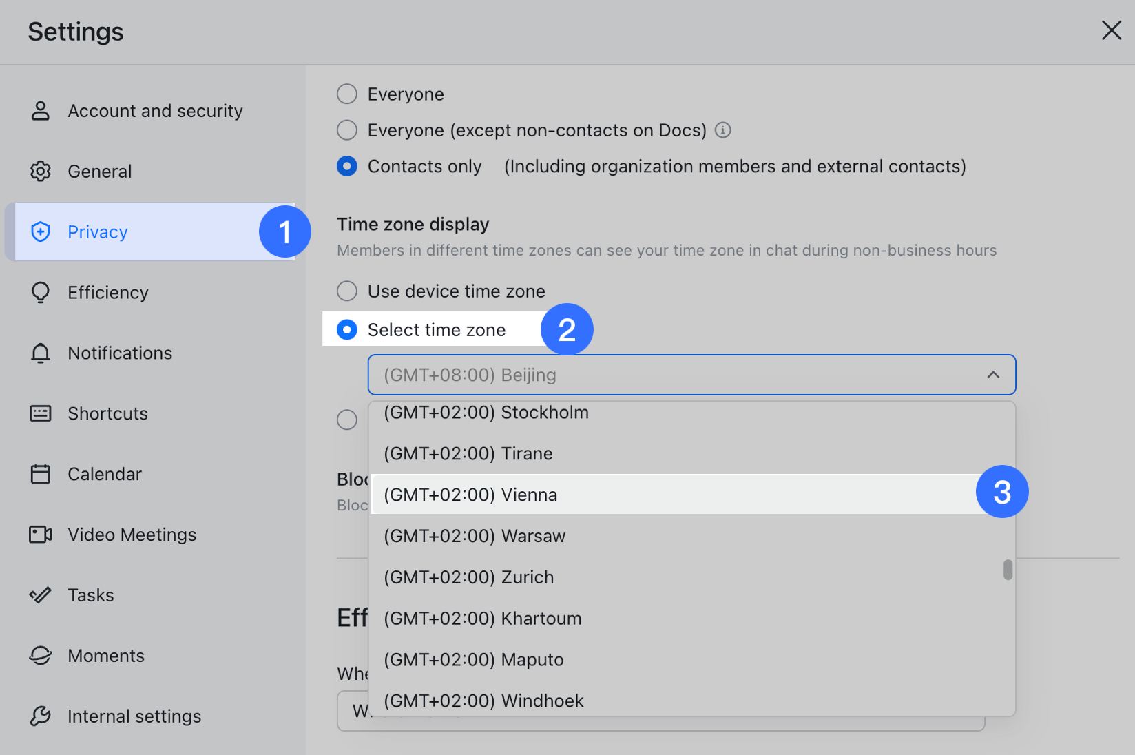 Set your displayed time zone