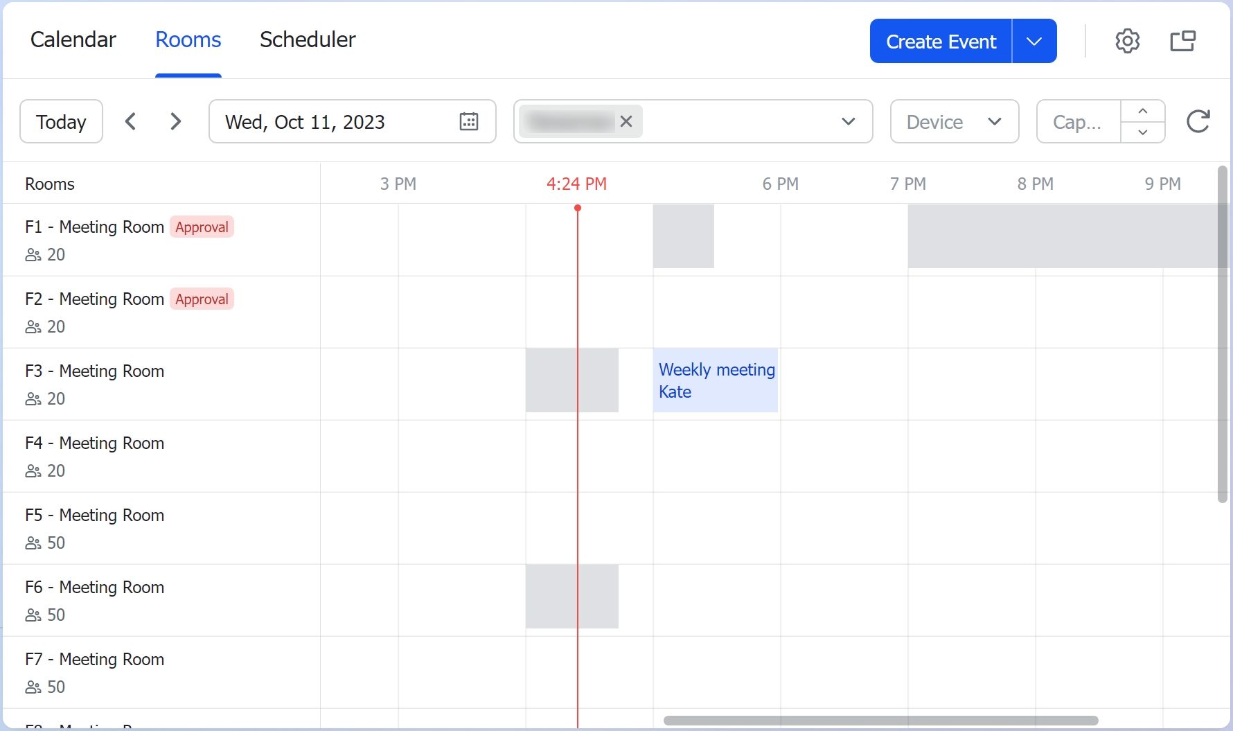 Reserve meeting rooms from Calendar