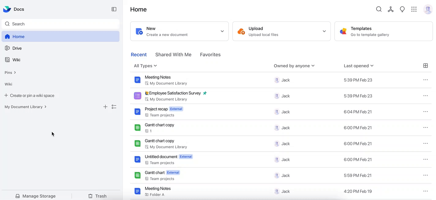 Get started with the new Feishu Docs homepage