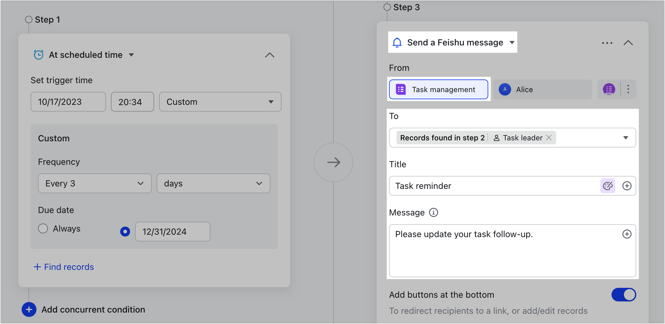 Send messages using different identities with automated workflow