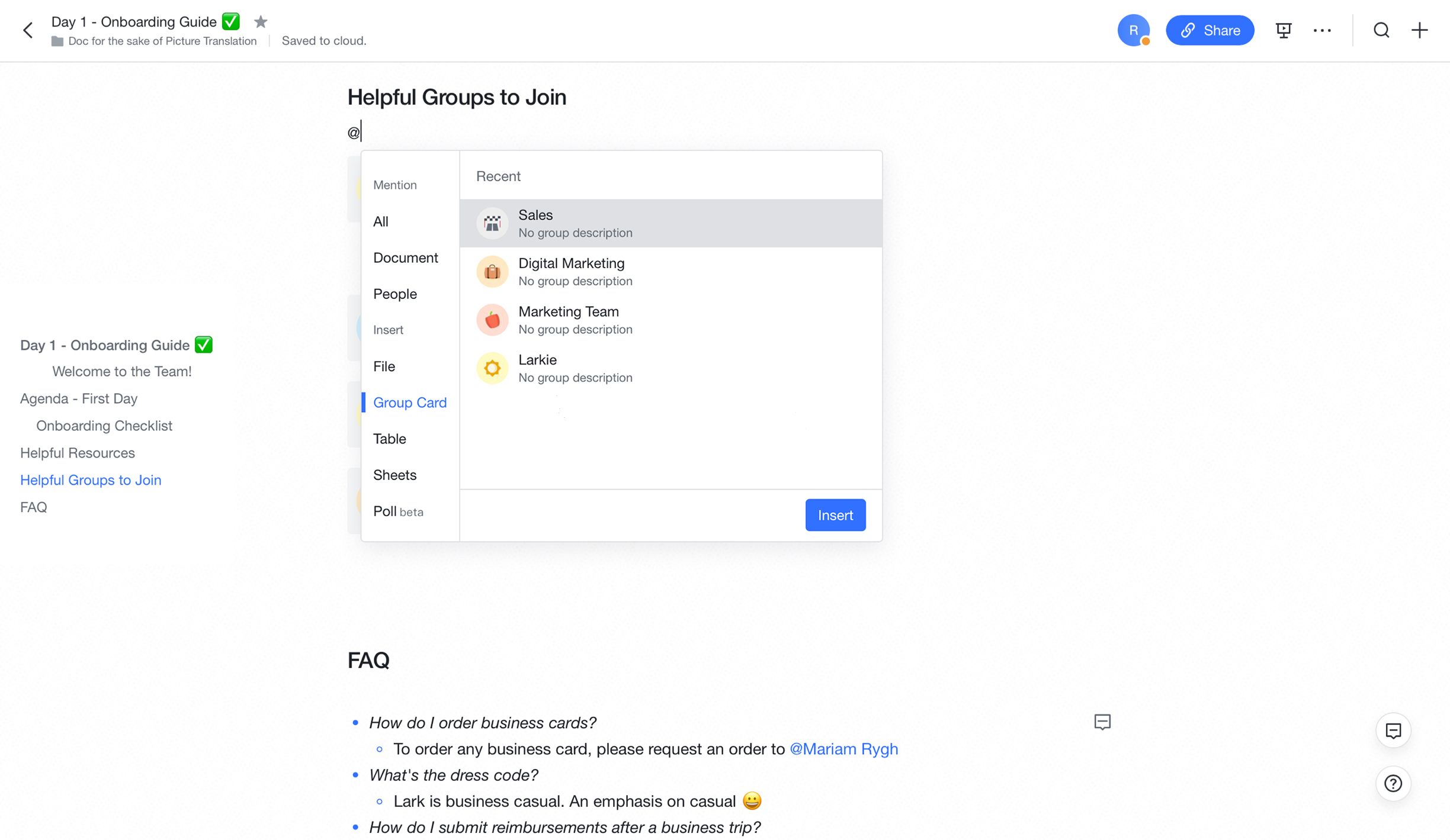 Hassle-free onboarding guide creation with Docs