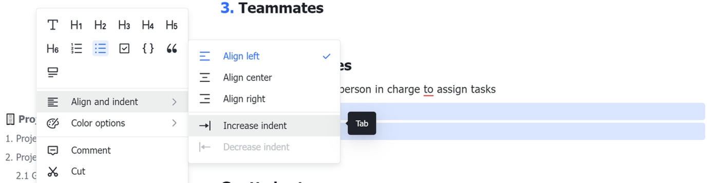Indent Content In Docs 