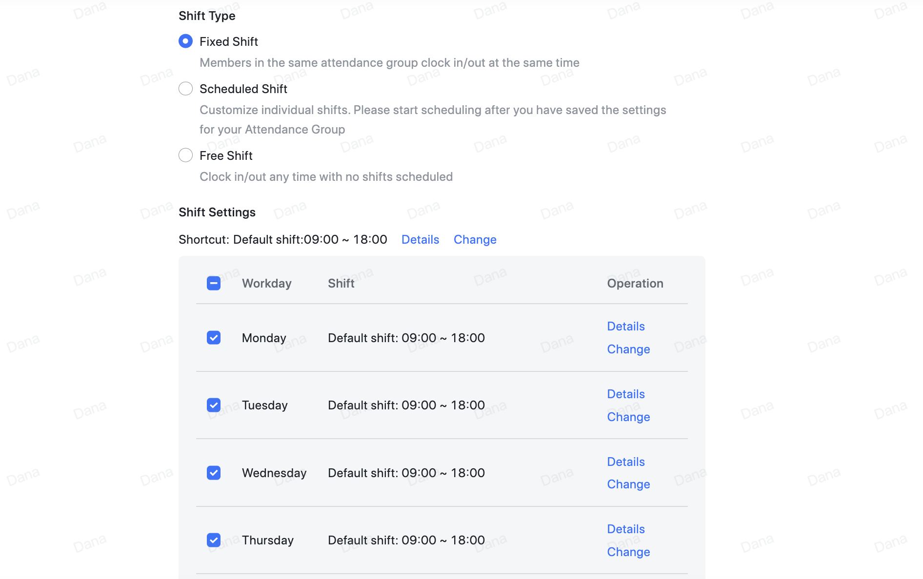 Admin | Set overtime rules for different shifts