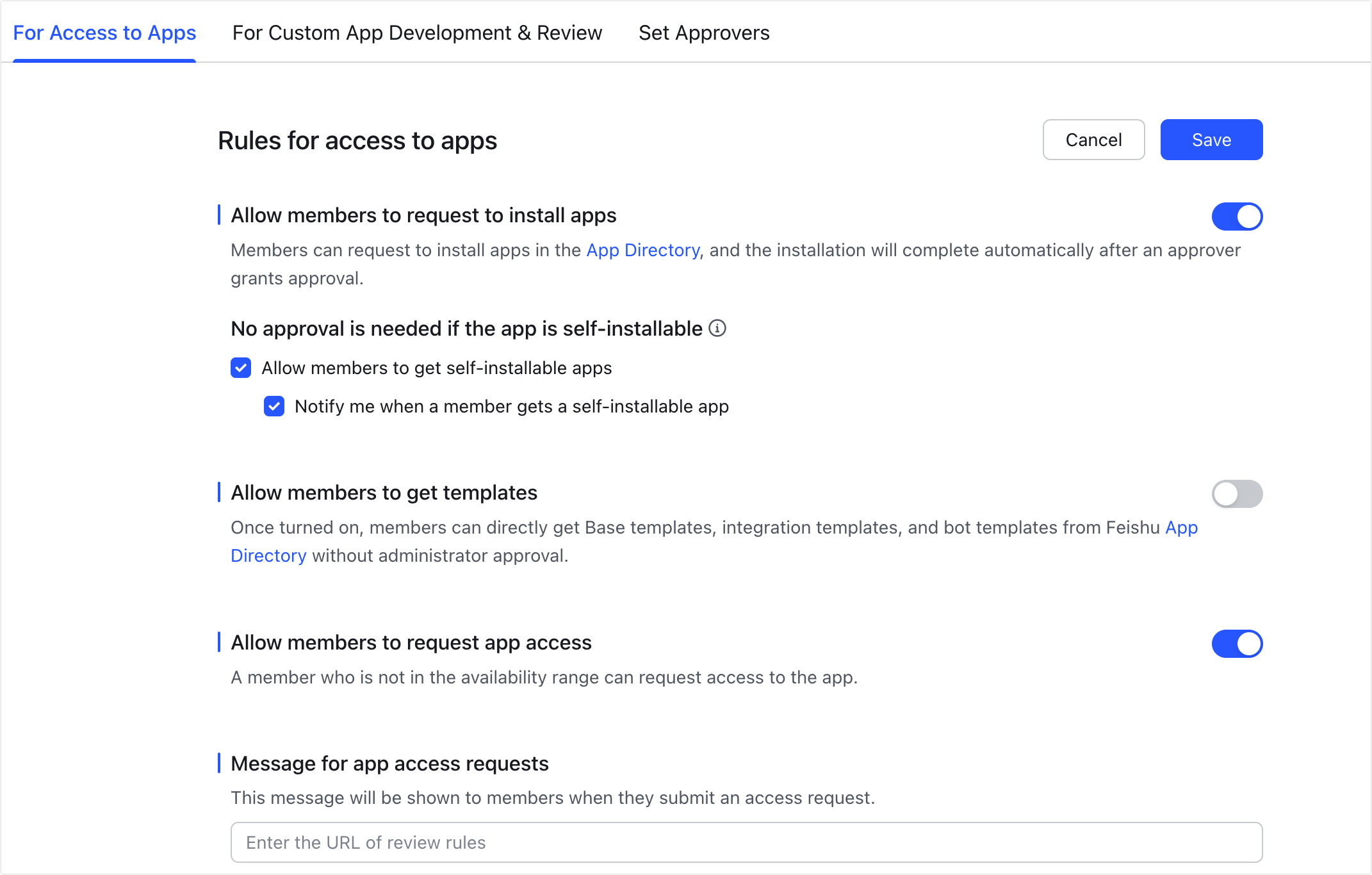 Admin | Configure installation settings for apps