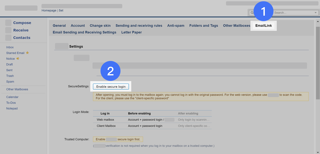 Enable secure login and receive secure login password