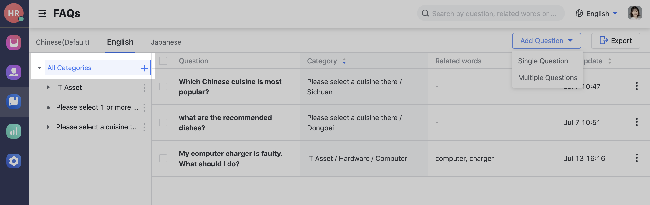 Manage FAQs in Help Desk Admin