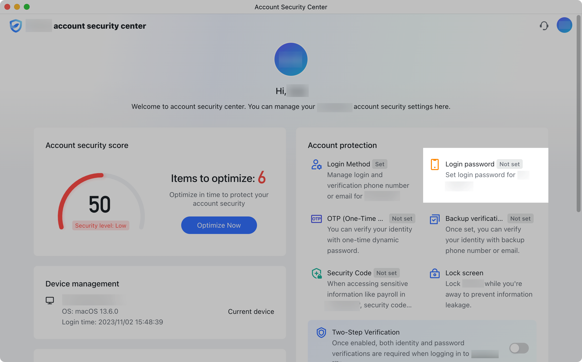 Set or change your login password