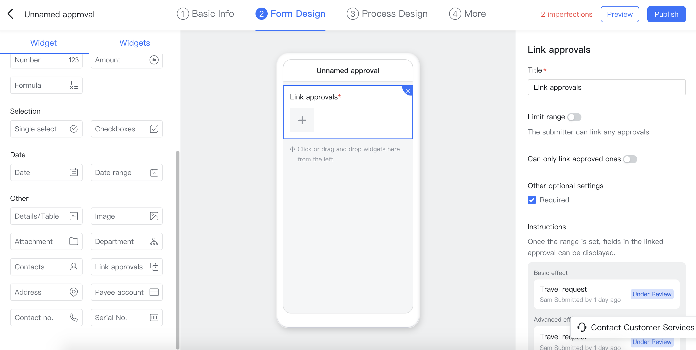 Admin | Use the link approval widget