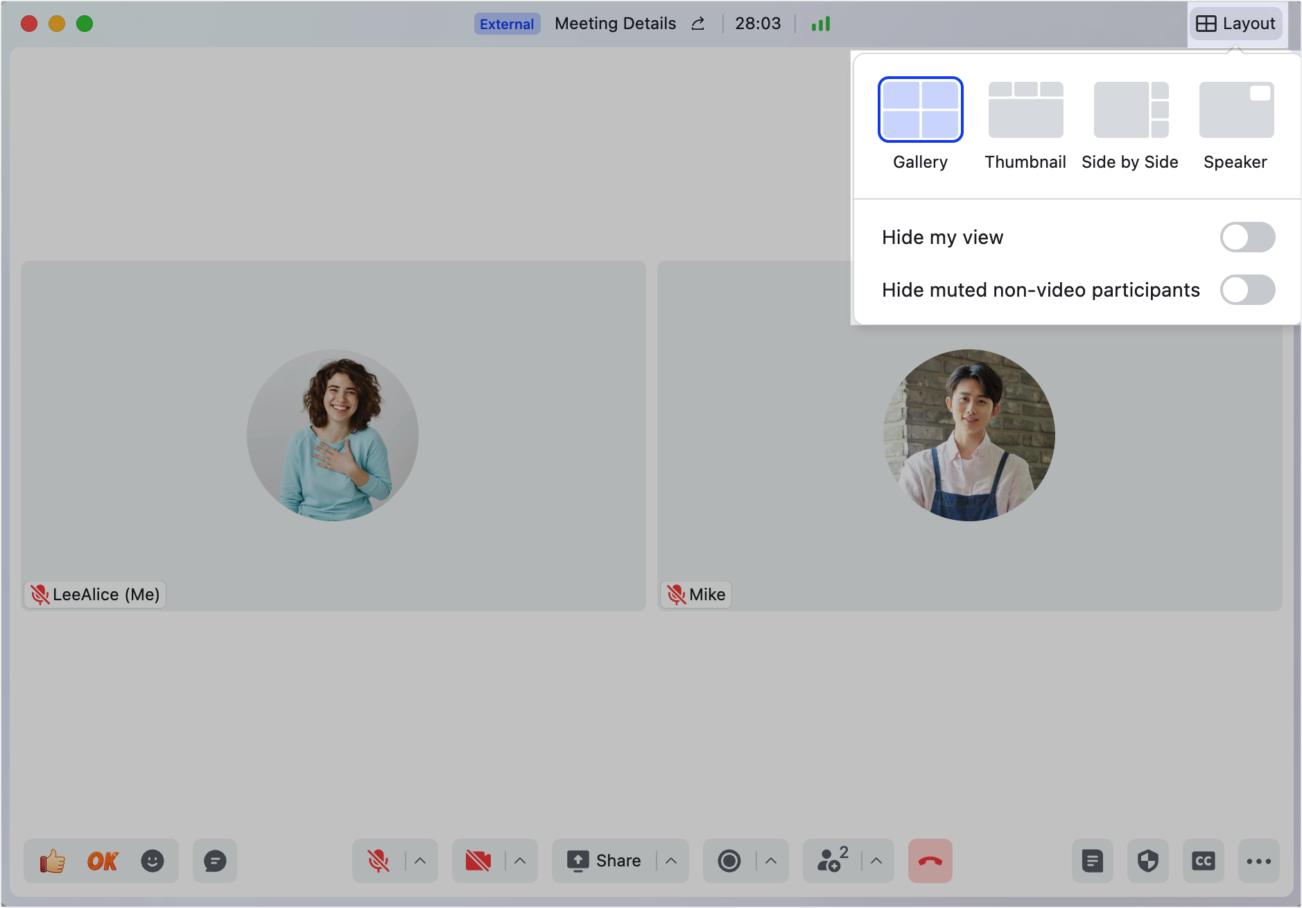 Change your video meeting's layout