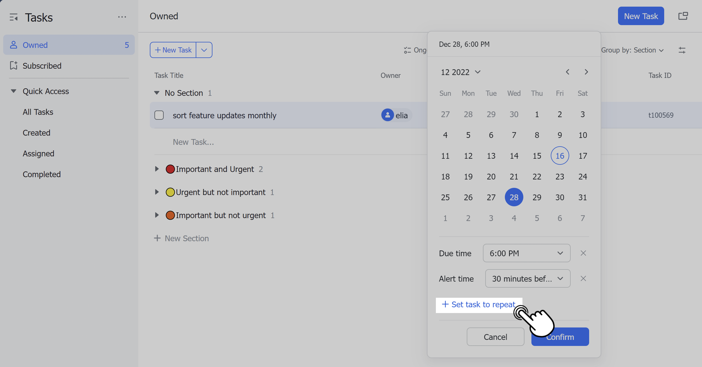 Create and manage repeating tasks