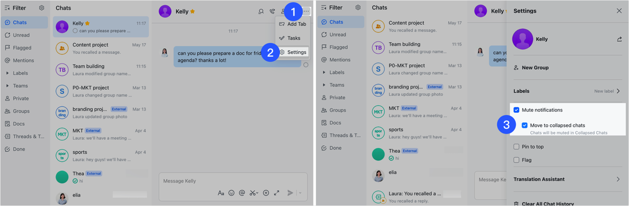 Move unimportant chats to Collapsed Chats