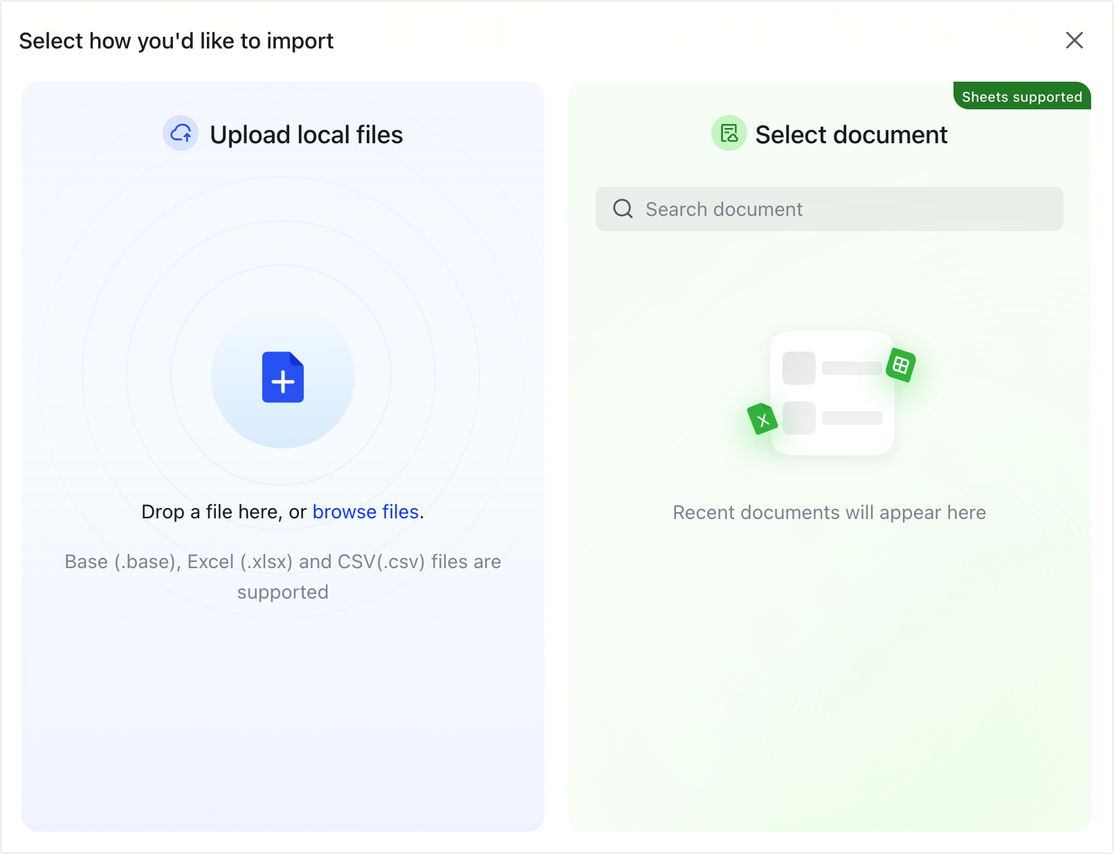 Import and export Base