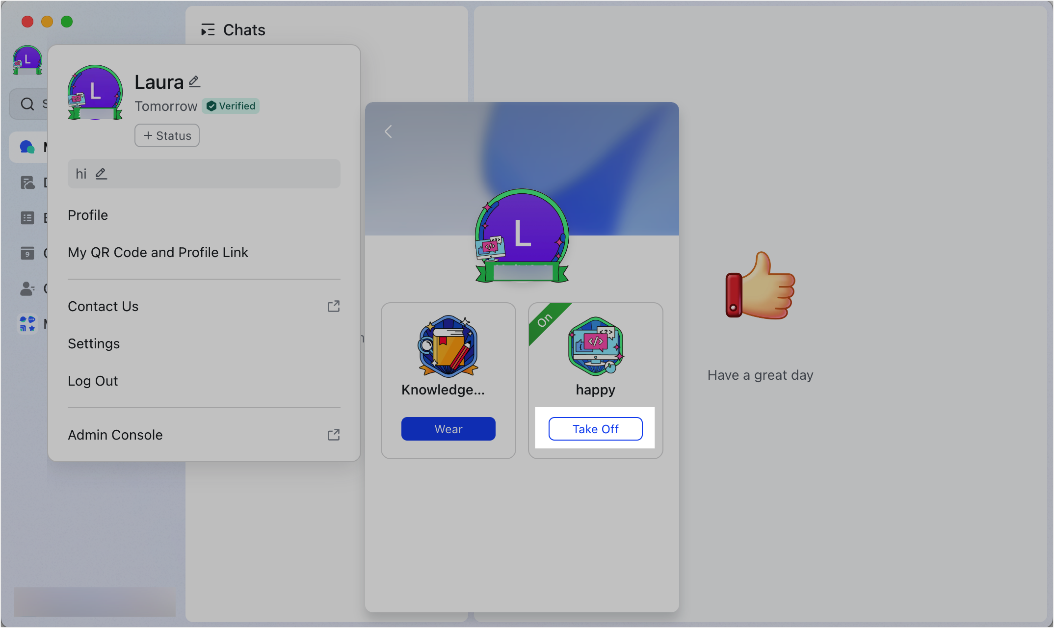 Wear or remove badges