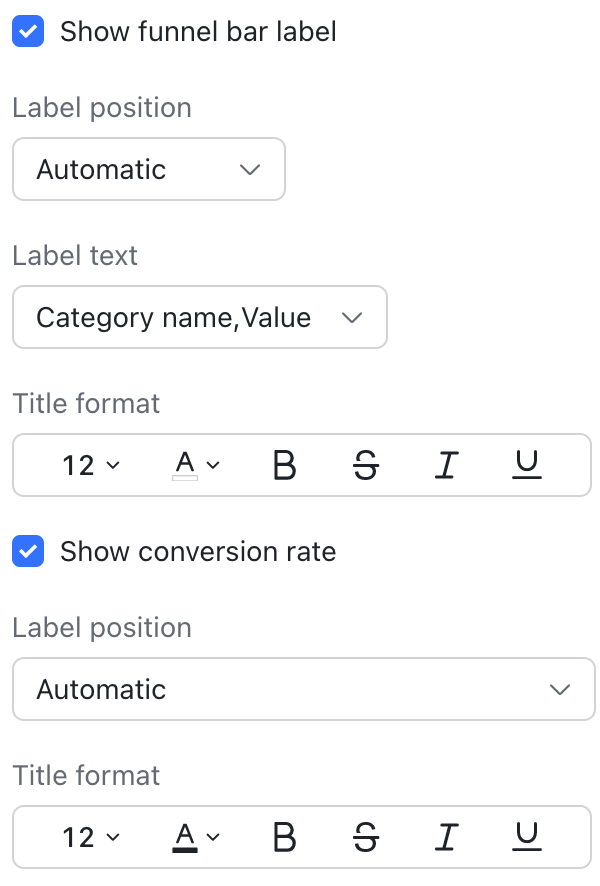 Customize funnel charts in dashboards